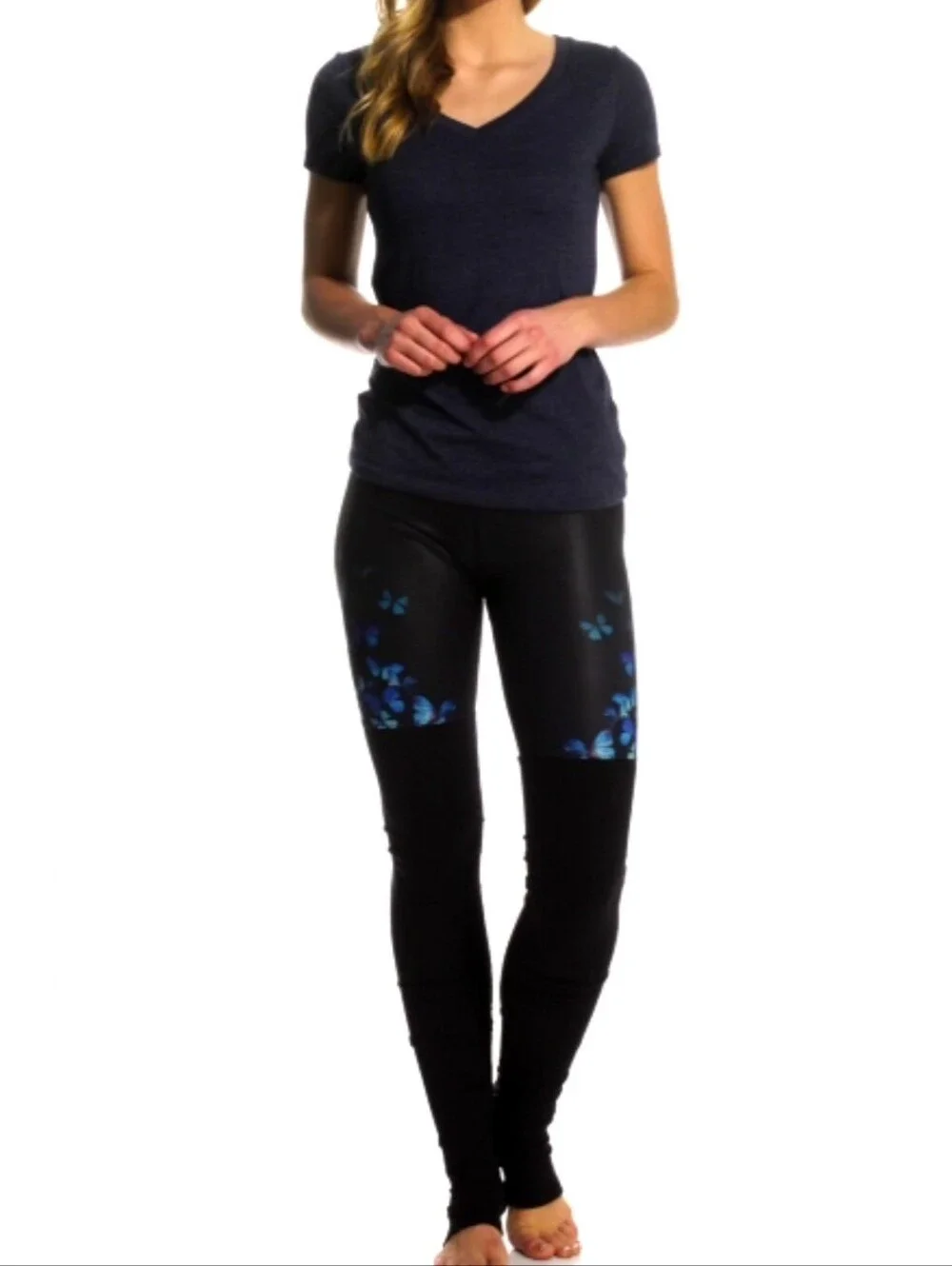 ALO Yoga | Pants & Jumpsuits | Alo Yoga Black Leggings With Blue Floral ...